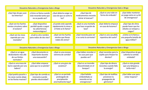 Natural Disasters and Emergencies Spanish Tic-Tac-Toe or Bingo Game ...