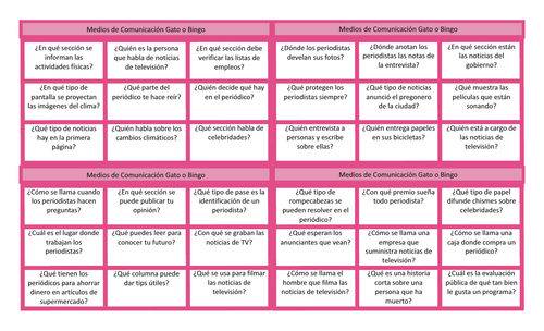 News Media Spanish Tic-Tac-Toe or Bingo Game | Teaching Resources