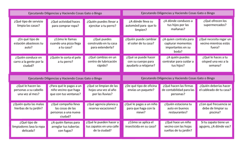 Running Errands and Having Things Done Spanish Tic-Tac-Toe or Bingo ...