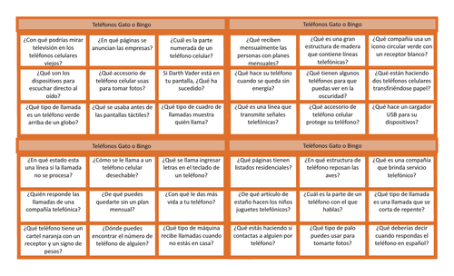 Telephones Spanish Tic-Tac-Toe or Bingo Game | Teaching Resources