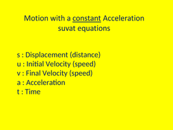 Acceleration and use of v2 - u2 = 2as - Physics GCSE | Teaching Resources