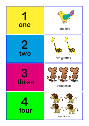 Number Match Cards 1-20 English Number Recognition and Counting Kindy ...
