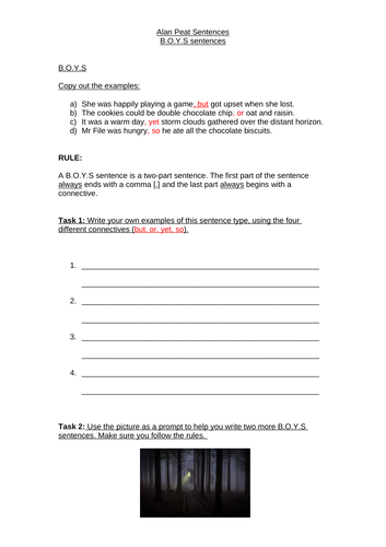 Worksheets to consolidate understanding of Alan Peat sentences ...