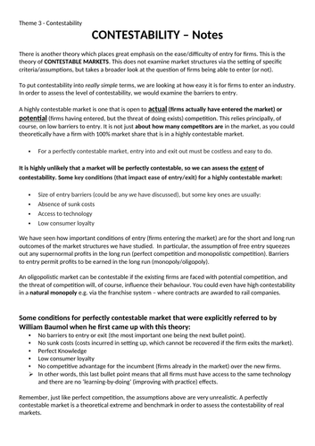 20. Contestability (Slides, Activities and Notes) - Edexcel A-Level ...