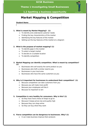 Edexcel GCSE Business 9-1 Theme 1 Topic 2 quizzes | Teaching Resources