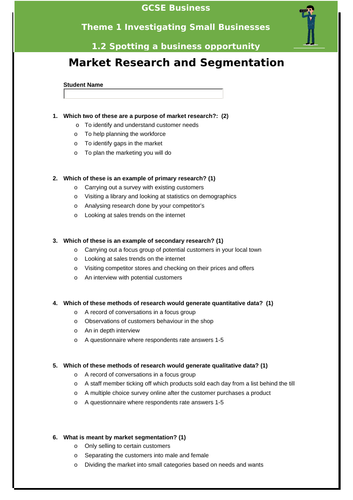 Edexcel GCSE Business 9-1 Theme 1 Topic 2 quizzes | Teaching Resources