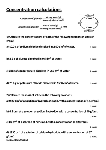 Lesson 4 - Concentration of Solutions | Teaching Resources