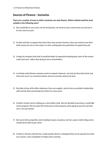 8. Sources of Business Finance - Topic 1.3 - Edexcel GCSE Business ...