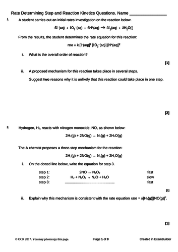 Kinetics and rates for A level chemistry | Teaching Resources