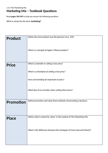 4. Marketing Mix - Topic 1.4 - Edexcel GCSE Business - Theme 1 ...
