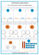 Year 2 Maths: Partitioning 2 digit numbers (differentiated worksheets ...