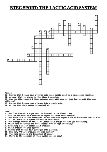 BTEC SPORT Energy Systems Worksheets for Unit 1, Nationals L3 (new spec ...
