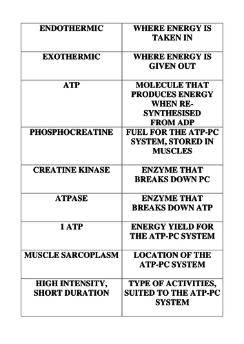 BTEC SPORT Energy Systems Worksheets for Unit 1, Nationals L3 (new spec ...
