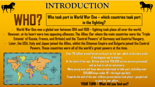 War Horse - Historical Context: World War One! | Teaching Resources