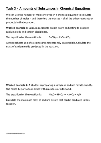 Lesson 7 - Calculating Masses and Moles in Chemical Reactions (HT Only ...
