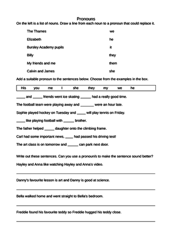 Pronouns English Grammar Worksheets Information Activity Revision Adult ...