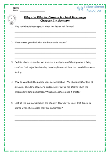 New Curriculum Michael Morpurgo Why the Whales Came Guided Reading ...