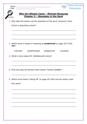 New Curriculum Michael Morpurgo Why the Whales Came Guided Reading ...