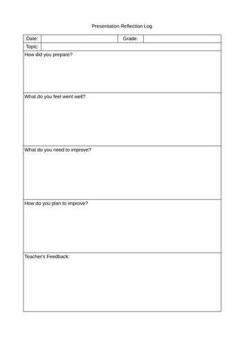Presentation and Answering Questions Skills Group Work Reflection Log ...