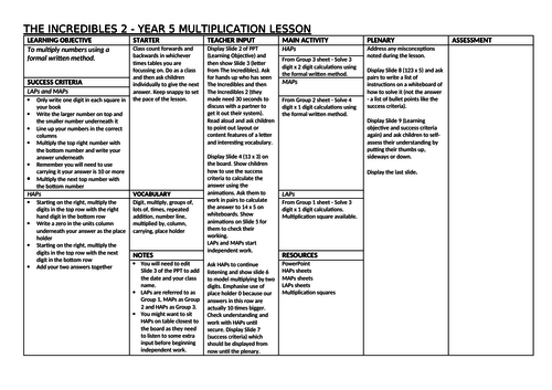 The Incredibles 2 themed multiplication Year 5 maths lesson plan by ...