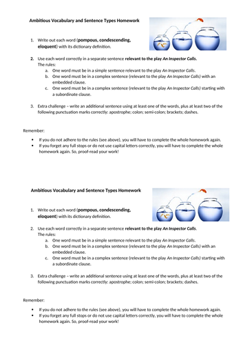 GCSE Ambitious Vocabulary and Sentence Variety Booster (AO6) | Teaching ...