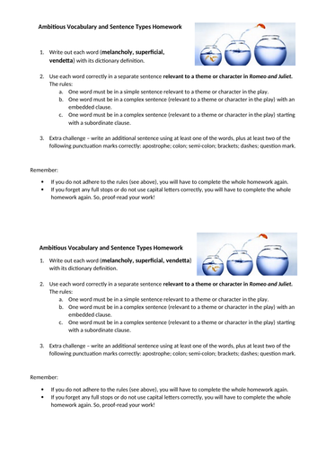 GCSE Ambitious Vocabulary and Sentence Variety Booster (AO6) | Teaching ...