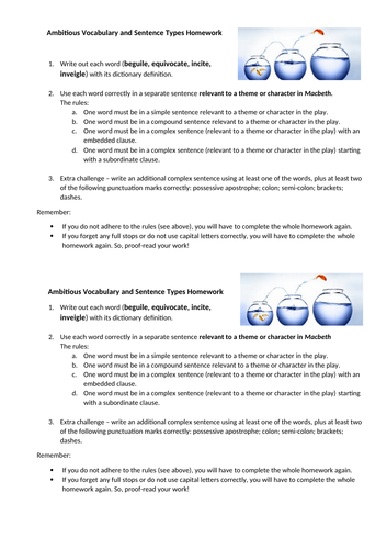 GCSE Ambitious Vocabulary and Sentence Variety Booster (AO6) | Teaching ...
