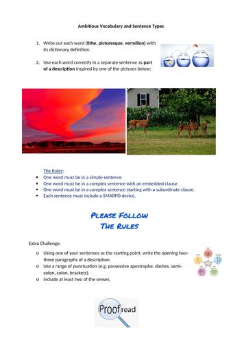 GCSE Ambitious Vocabulary and Sentence Variety Booster (AO6) | Teaching ...