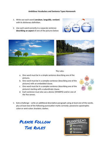 GCSE Ambitious Vocabulary and Sentence Variety Booster (AO6) | Teaching ...