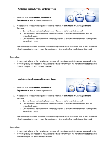 GCSE Ambitious Vocabulary and Sentence Variety Booster (AO6) | Teaching ...
