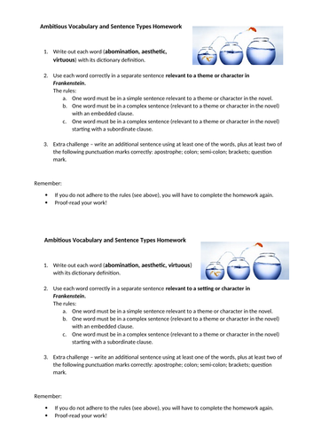 GCSE Ambitious Vocabulary and Sentence Variety Booster (AO6) | Teaching ...