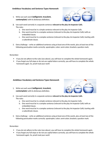 GCSE Ambitious Vocabulary and Sentence Variety Booster (AO6) | Teaching ...
