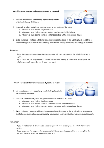 GCSE Ambitious Vocabulary and Sentence Variety Booster (AO6) | Teaching ...