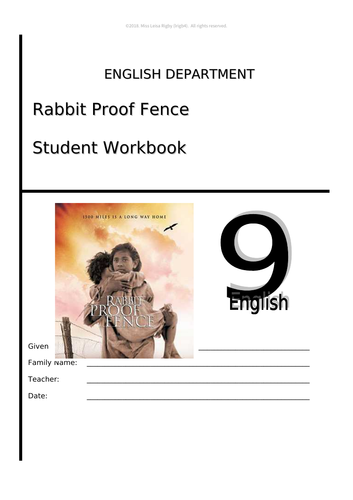 Rabbit Proof Fence Student Workbook (film analysis) | Teaching Resources