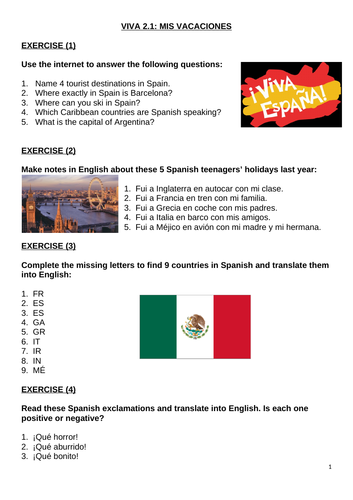 Viva 2 Module 1 Homework | Teaching Resources