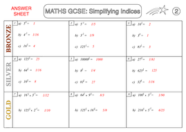 GCSE Maths: Simplifying Indices Worksheet Pack (Higher Tier) | Teaching ...
