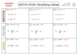 GCSE Maths: Simplifying Indices Worksheet Pack (Higher Tier) | Teaching ...