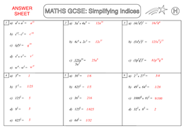 GCSE Maths: Simplifying Indices Worksheet Pack (Higher Tier) | Teaching ...