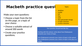 Macbeth AQA English Literature exam questions with extracts | Teaching ...