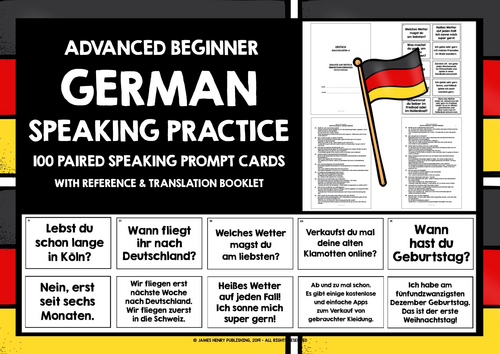 GERMAN SPEAKING PRACTICE CARDS #1 | Teaching Resources
