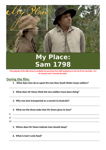 My Place Sam 1798 | Teaching Resources