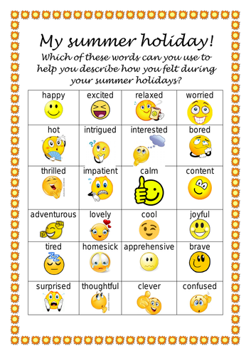 Summer holiday vocabulary support sheets | Teaching Resources