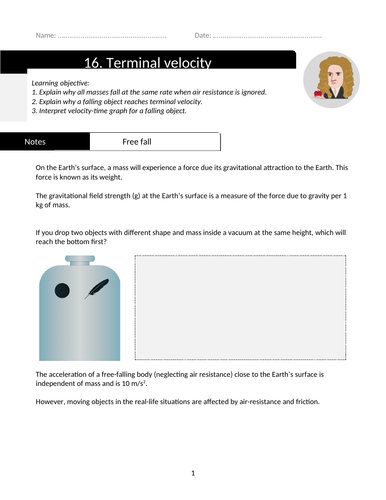 Terminal velocity | Teaching Resources