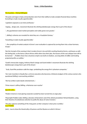 Lessons on Enron by Lucy Prebble - Eduqas A Level Literature | Teaching ... Lessons on Enron by Lucy Prebble - Eduqas A Level Literature | Teaching ...