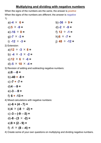 Negative Numbers | Teaching Resources