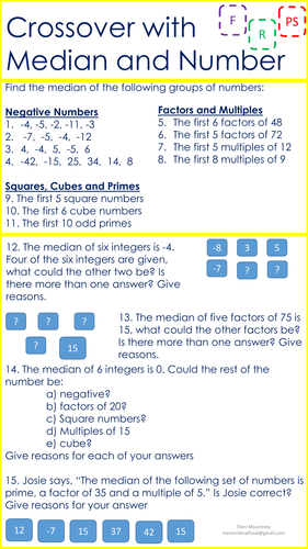 Crossover with Median and Number | Teaching Resources