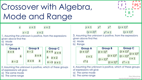 Crossover with Algebra, Mode and Range | Teaching Resources
