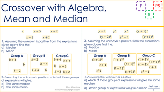 Crossover with Algebra, Mean and Median | Teaching Resources