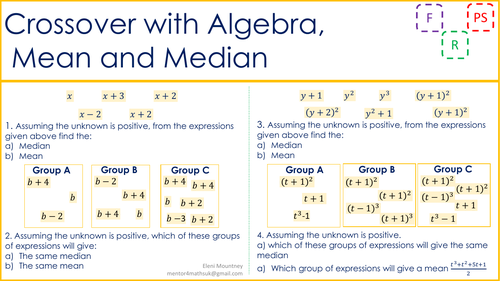 Crossover with Algebra, Mean and Median | Teaching Resources