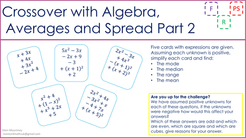 Crossover with Algebra, Averages and Spread Part 1 & 2 | Teaching Resources